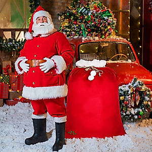 Xuniea 1 Pcs Extra Large Christmas Gift Bags Drawstring Santa Claus Sack Treat Bags Velvet Bags 36 x 27 In Heavy Duty Candies Goodie Bag Wrapping Sack for Xmas Party Favor Present Toys Storage Bag