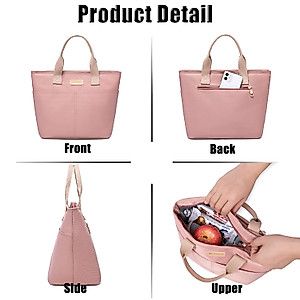 Weitars Lunch Bag For Women,Small Lunch Tote Bag Insulated Cute Lunch Bags For Women Snacks Leakproof Thermal Lunch Purse For Work Picnic/Hiking/Beach/Shopping (Pink)