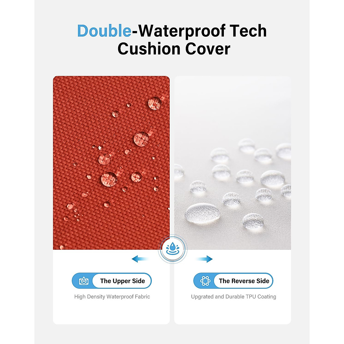 YEFU Outdoor Deep Seat Cushion Set of 2, Double Waterproof Tech Fade Resistant Outdoor Chair Cushions, Patio Furniture Cushions with Straps for Chair Sofa Couch, 24x24 Inch, Burnt Orange