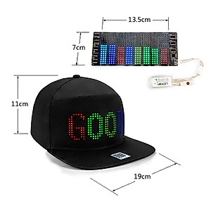 Leadleds DIY LED Hats for Men Women APP Controlled Display Signs LED Caps Baseball Hip Hop Street Dance Party Parade Sunscreen Hiking Night Running Fishing
