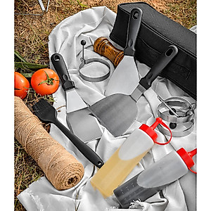 SEFAX Stainless Steel Grilling Kit, BBQ Tools Set, Grill Accessories with Storage Bag, Portable Grilling Utensil Kit, Suitable for Travel, Picnics, RVs, Camping, BBQs, Parties (Size : 14pcs)