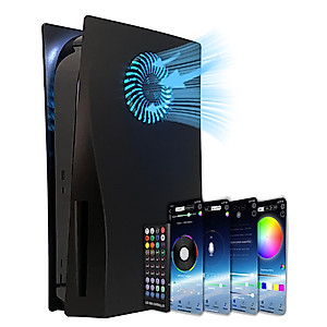 Faceplate with RGB Light Strip for PS5 and Dust Filter for Cooling Vents DOBEWINGDELOU 400+ Effects LED Light Ring Console Cover for Disc Edition DIY Decoration Kit Accessories Black