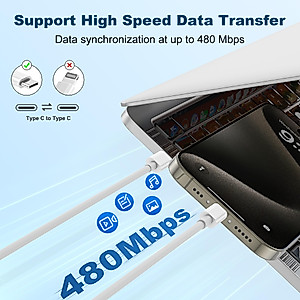 4Pack 60W 6ft USB C to USB Type C Cable 6ft for iPhone 15/15 Pro/15 Pro Max/15 Plus,for iPad Pro, for Air 5/4, for MacBook Air, for Google Pixel 7 Pro, for Samsung Type c Cord