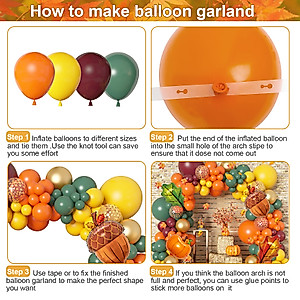 187Pcs Thanksgiving Balloons Garland Arch Kit, Thanksgiving Party Decorations Orange Yellow Burgundy Green Balloon Maple Leaves for Birthday Friendsgiving Little Pumpkin Baby Shower Party Supplies