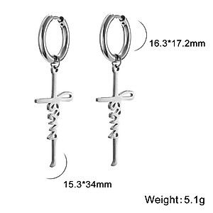 Cross Jesus Earrings For Women Men Stainless Steel Fashion Dainty Jesus Cross Pendant Clip On Hoop Earrings Christian Faith Jewelry
