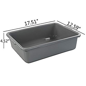 CadineUS 13 L Grey Plastic Tote Box Set of 4, Commercial Bus Box Large Plastic Dish Bin