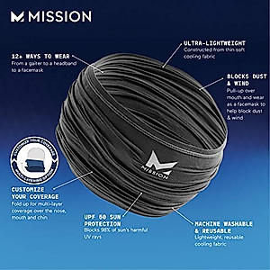 MISSION Cooling Neck Gaiter, Men and Womens All Weather Neck Gaiters, UPF 50 (Black)