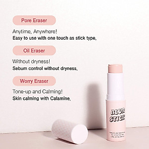 Korean Makeup Blur Stick Face Primer - Pore Minimizer and Reducer for Your Face - More Energetic Eyeshadow, Eyelid and Eye Details - With Hydrating Calamine Base for Oily Skin and Sensitive Acne Skin