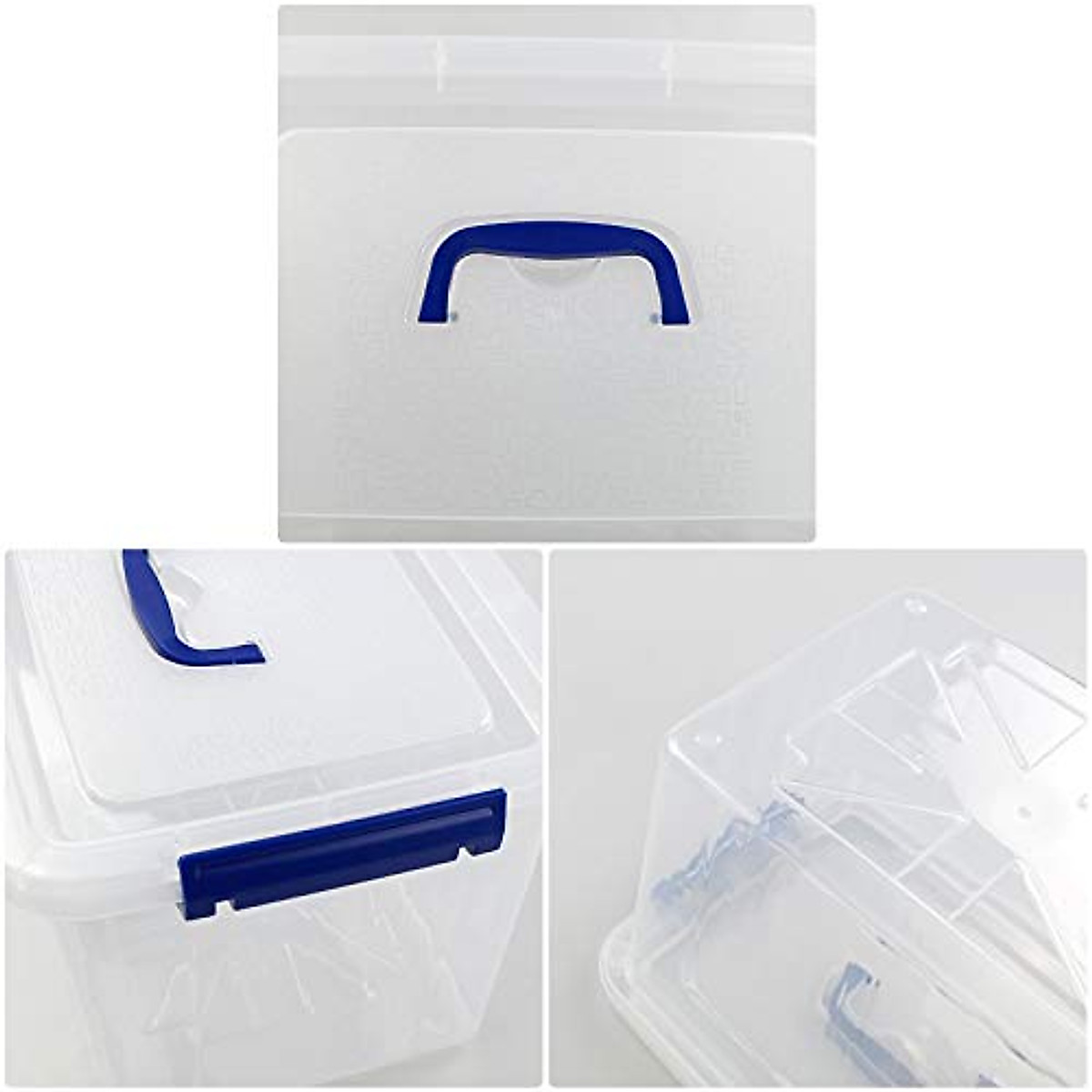 Morcte 10 L Plastic Lidded Storage Bin, Clear Storage Box, Pack of 6