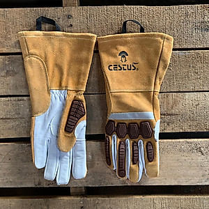 Cestus Weldtech Pro, Premium Heavy Duty Welding Gloves, MIG/TIG Welding Gloves, Cut Resistant, Gauntlet Cuff, EN388 3X43EP (Large)