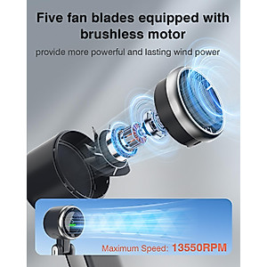 EpicSeren Handheld Fan Foldable Hand Fan Super Strong wind, Upgrade 5-Speed Adjustable with USB Rechargeable 4000mAh Battery, Portable Handheld Fan - Ideal for Travel/Outdoor (Black)
