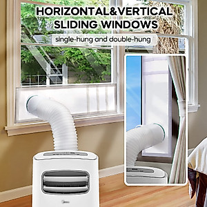 LOVIGA Portable Air Conditioner Window Kit, Window Vent Kit Seal Kit for Portable Air Conditioner Dryer, 10x40~64 Inch Length Adjustable 2022 Upgraded 100% Sealing Waterproof Easy to Install