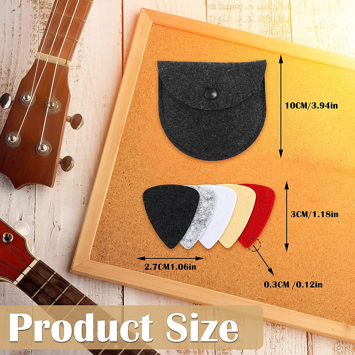 Maasechs 20 Pcs Ukulele Felt Picks Multicolored Felt Picks Accessories Cute Ukulele Picks Assorted Felt Thumb Picks with Holder Case for Guitar Bass Music Instruments (Classic)