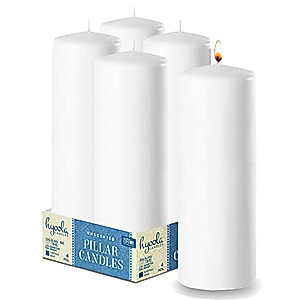 Hyoola White Pillar Candles 2x8 Inch - 4 Pack Unscented Pillar Candles - European Made