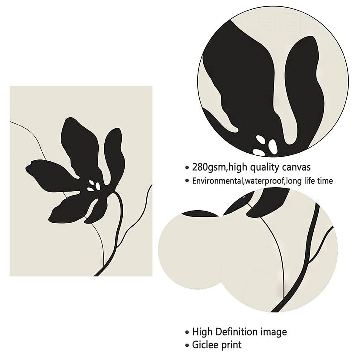 EASSYGIFI Mid Century Modern Wall Decor,Abstract Minimalist Wall Art，Modern Art Wall Decor,Neutral Canvas Painting，Modern Art Gallery Wall Decor, Black And White Home Decor 12X16 Inch 4Pcs (No Frame)