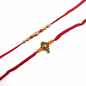 Rakhi For Brother Set of 2 With Greeting Card, Beautiful Designer Raksha Bandhan Rakhi Gift Set For Brother Bhaiya Bhai Bro, Traditional Indian Style Rakshbandhan Rakhi Gifts For Brother