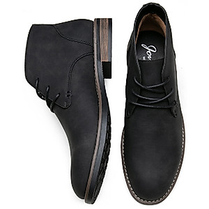 Jousen Men's Chukka Boots Lace Up Desert Ankle Boots Classic Causal Dress Boots For Men(AMY656A black 11)