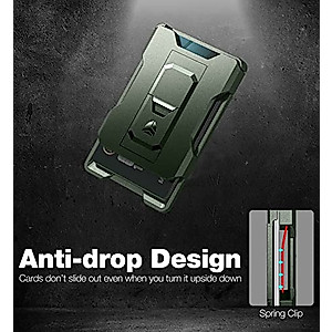 Dexnor Phone Card Holder with Foldable Back Stand, Adhesive Phone Wallet Pouch Sleeve Stick on PC Credit Card ID Case with Finger Grip Kickstand for Most Smartphones (Green)