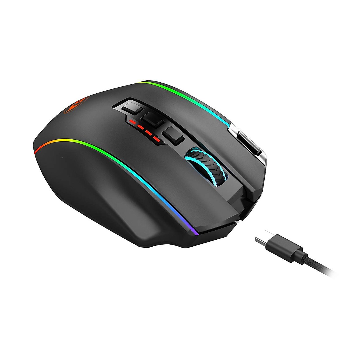 Redragon M901 Gaming Mouse RGB Backlit MMO 16 Macro Programmable Buttons, 16000 DPI for Windows PC Computer (Wireless, Black)