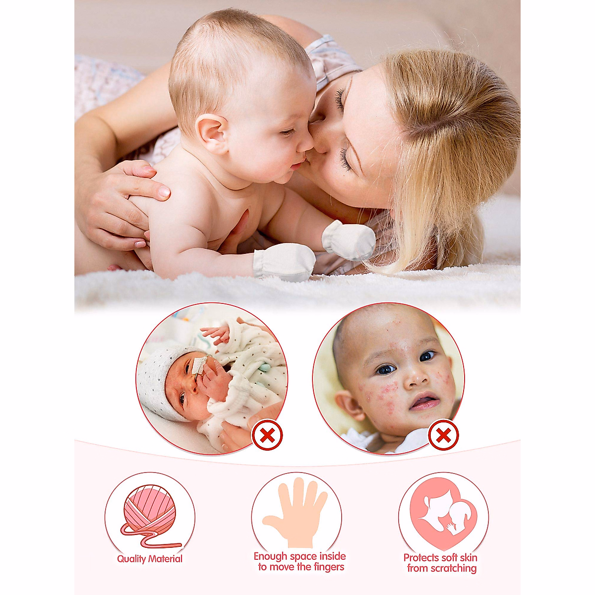 24 Pairs Newborn Baby Mittens Unisex Cute Glove No Scratch Baby Mittens Gloves for 0-6 Months Boys Girls