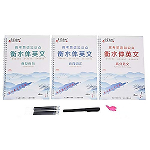 Hztyyier Magic Practice Copybook, English Calligraphy Tracing Book with with Pen and Refill for Children Students English Reusable Writing