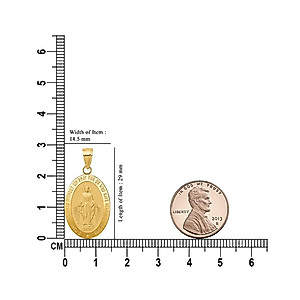 Auriga Fine Jewelry 14K Yellow Gold Miraculous Medal Charm Pendant for Women (L- 1.15 Inch, W- 0.58 Inch)