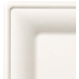Susty Party 10-Inch Compostable Square Plates (50-Count), Sugarcane Heavy Duty Disposable Biodegradable Plate for Dinner, White