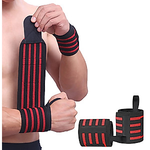 SUJAYU Wrist Wraps, 2 Pack Wrist Brace Wrist Straps for Weightlifting, Wrist Straps Lifting Straps Wrist Weights Carpal Tunnel Wrist Brace, Wrist Brace for Working Out Gym Accessories for Men (Red B)