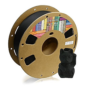 OVERTURE PLA Matte Filament 1.75mm, Matte PLA Roll 1kg Cardboard Spool (2.2lbs), Dimensional Accuracy +/- 0.03 mm (Matte Black)