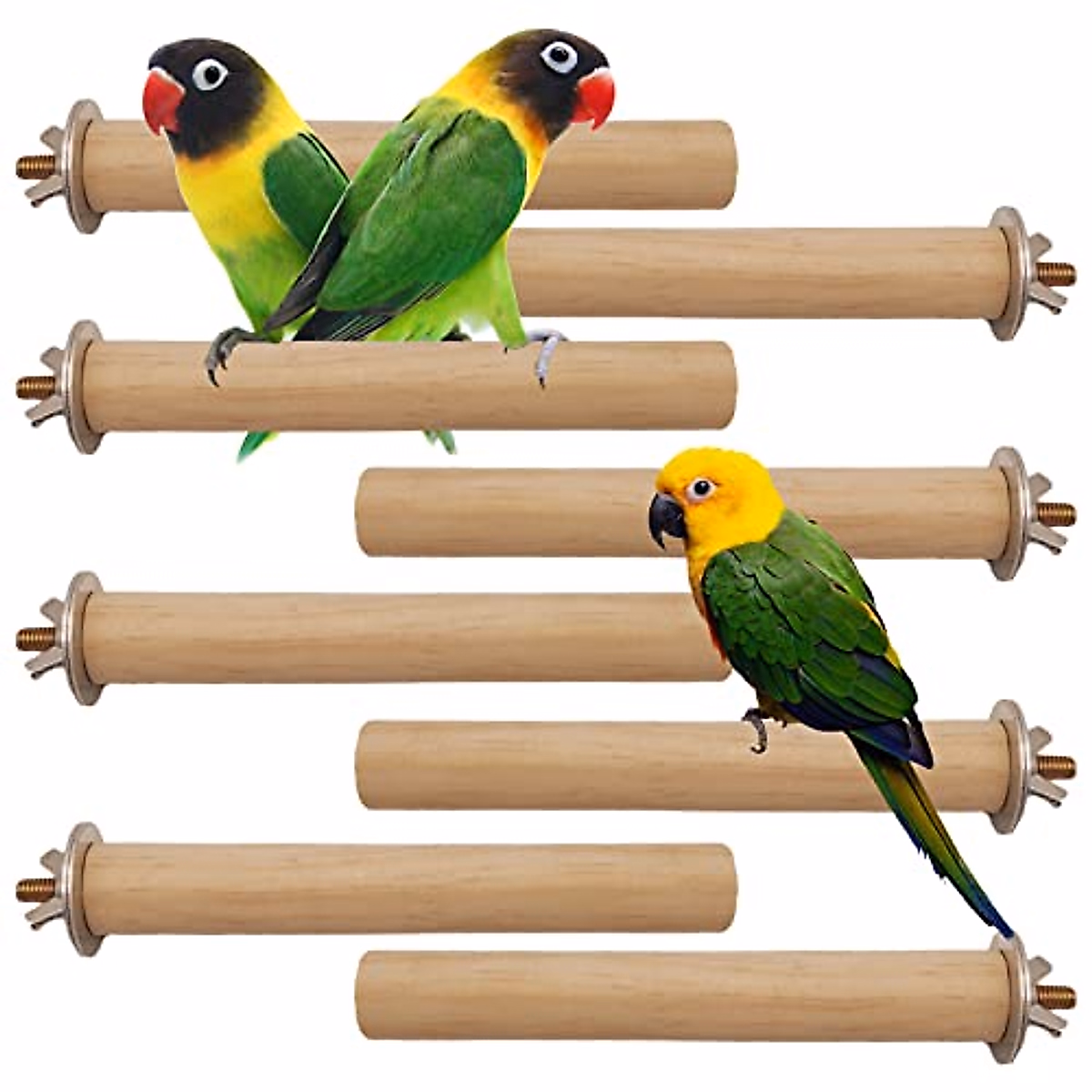Hamiledyi Bird Perch Bird Stand Bird Cage Accessories Platform Natural Wood Perch Stick Playground for Small Medium Birds Cockatiel Parakeet Conure Cage Accessory (8 Pcs)
