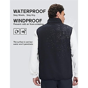 fit space Men's Lightweight Vest Softshell Sleeveless Windproof Jacket with Zipper Pcoket Cycling Travel Hiking Running Golf (Black, Large)