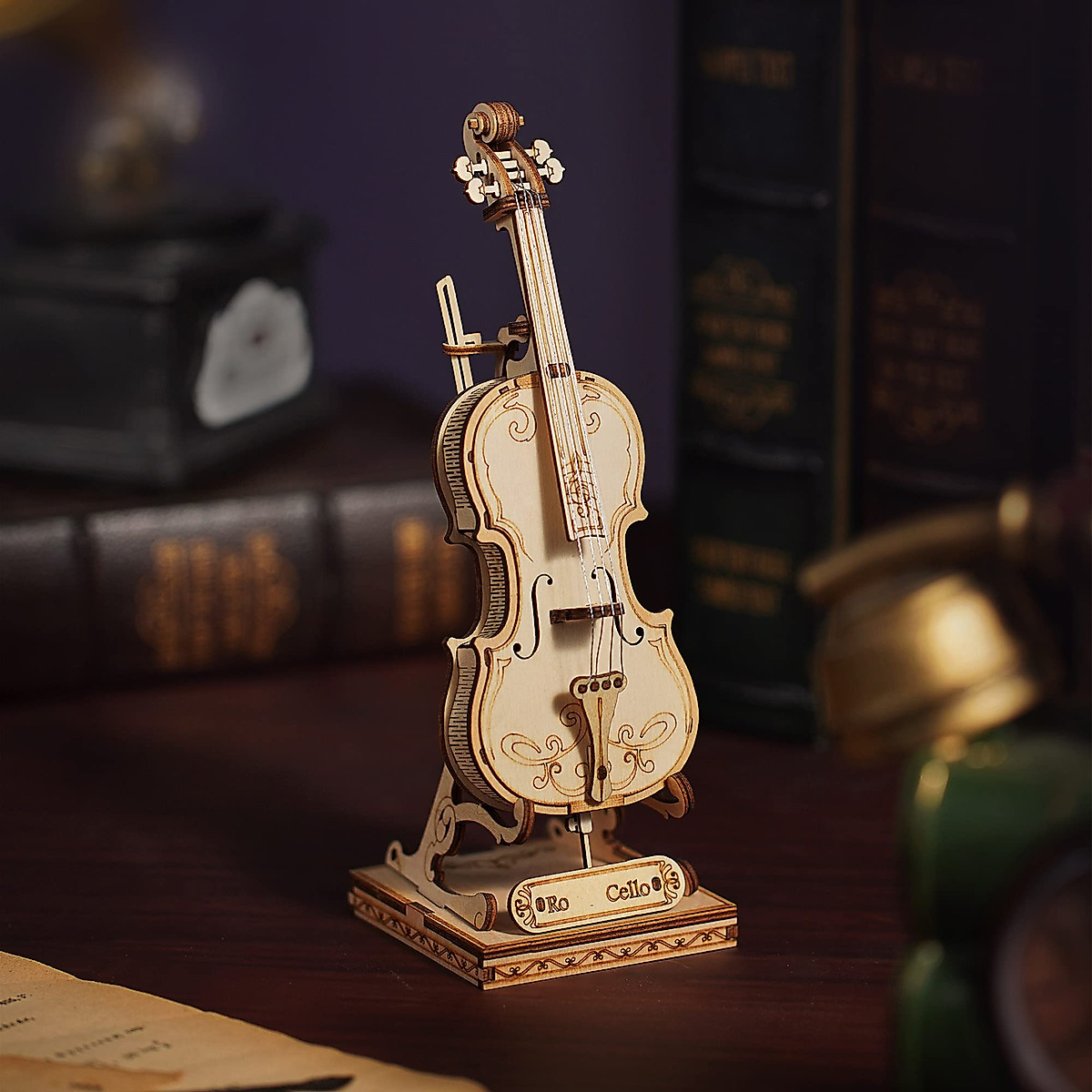 ROBOTIME Kids Wood Craft Building Kits 3D Wooden Puzzle Toy DIY Cello Model Kits to Build Brain Teaser Toys for Girls