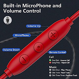 BACKWIN Wired Earbuds Dual-Drive Iron Ring in-Ear Headphones with mic Hi-Res immersive Sound Heavy bass Noise Isolation Earphones bass Boost,High Fidelity 3.5mm Jack Ear Buds Noise-Cancelling (Red)