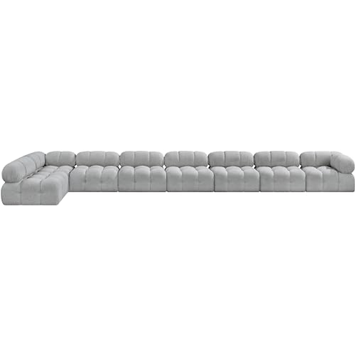 Meridian Furniture 611Grey-Sec8B Ames Collection Modern | Contemporary Modular Sectional with Rich Grey Boucle Fabric, Modular to Create Infinite Configurations, 204" W x 68" D x 28" H, Grey