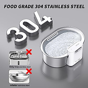 uahpet Cat Water Fountain Stainless Steel, 67oz/2L Wireless Pet Fountain, Battery Operated Dog Water Dispenser, Ultra Quiet for Cats, Dogs with 3pcs Filters