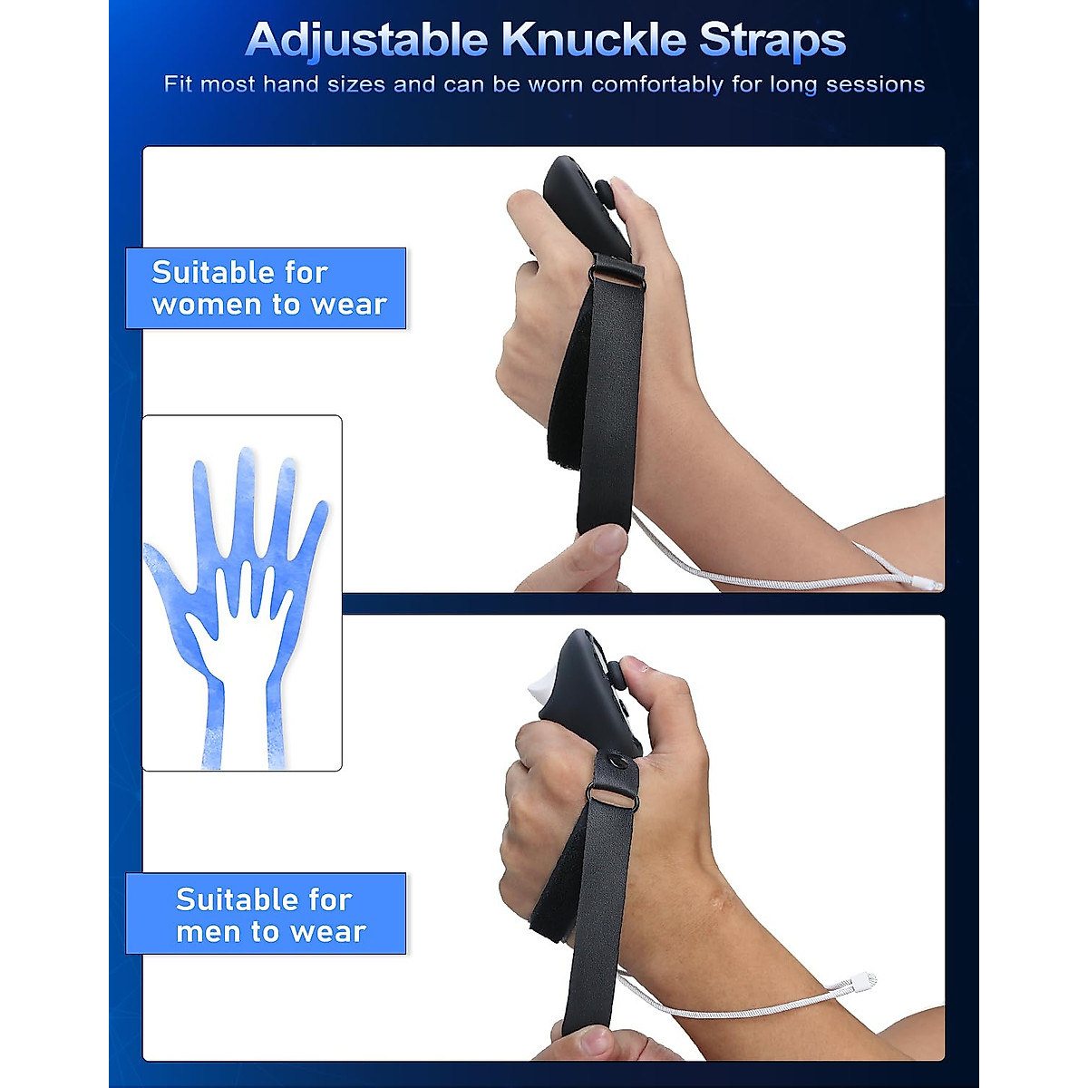 AMZDM Controller Grip for Oculus Meta Quest 3S Oculus Quest 3 VR Accessories Grips Cover for VR Touch Controllers Straps Silicone Covers Protector with Non-Slip Thumbstick Covers 1Pair Black