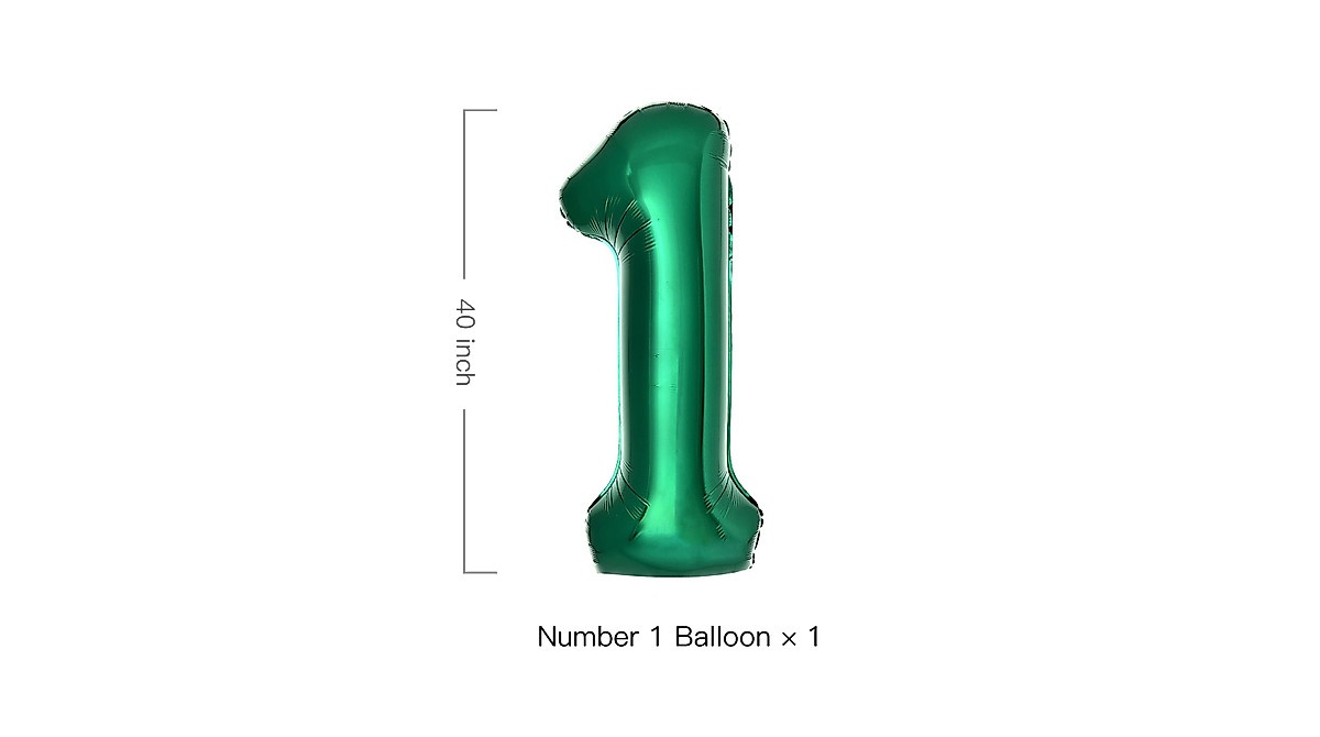 Dark Green Number 1 Balloons - Large Jungle Safari Party Decor