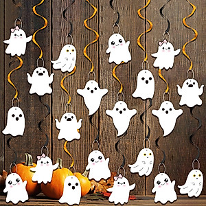 K KUMEED Halloween Decorations Hanging Swirls 20pcs, Ghost Hanging Decorations Perfect for Home Indoor Outdoor Halloween Baby Shower Party Decorations