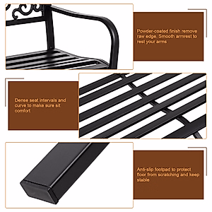 50" Iron Outdoor Courtyard Bench – Stylish and Durable Park Seating