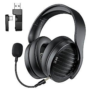 OCG Gaming Headset Dual Wireless Lossless 2.4G Bluetooth Gaming Headphones with Detachable Microphone 50mm Speakers - for PC, PS4, PS5,Smartphone,MacBook,Notebook,Tablet White