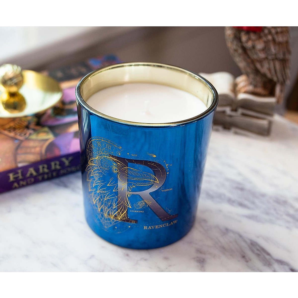 Harry Potter House Ravenclaw Premium Scented Soy Wax Candle with Unique Aromatic Fragrance | 50-Hour Burn Time | Home Decor Housewarming Essentials, Wizarding World Hogwarts Gifts and Collectibles
