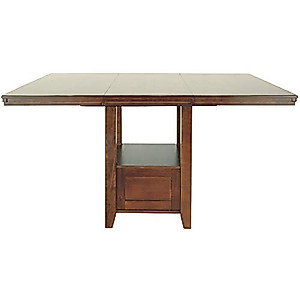 Signature Design by Ashley Ralene Traditional 36" Counter Height Dining Room Extension Table, Medium Brown