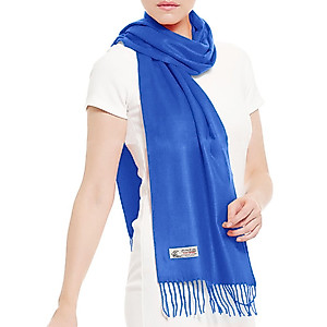 TZ Promise Plain Solid Color Cashmere Feel Classic Soft Luxurious Winter Scarf For Men Women (Royal Blue)
