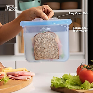 Ziploc Endurables Medium Pouch, 2 Cups, Reusable Silicone Bags and Food Storage Meal Prep Containers for Freezer, Oven, and Microwave, Dishwasher Safe