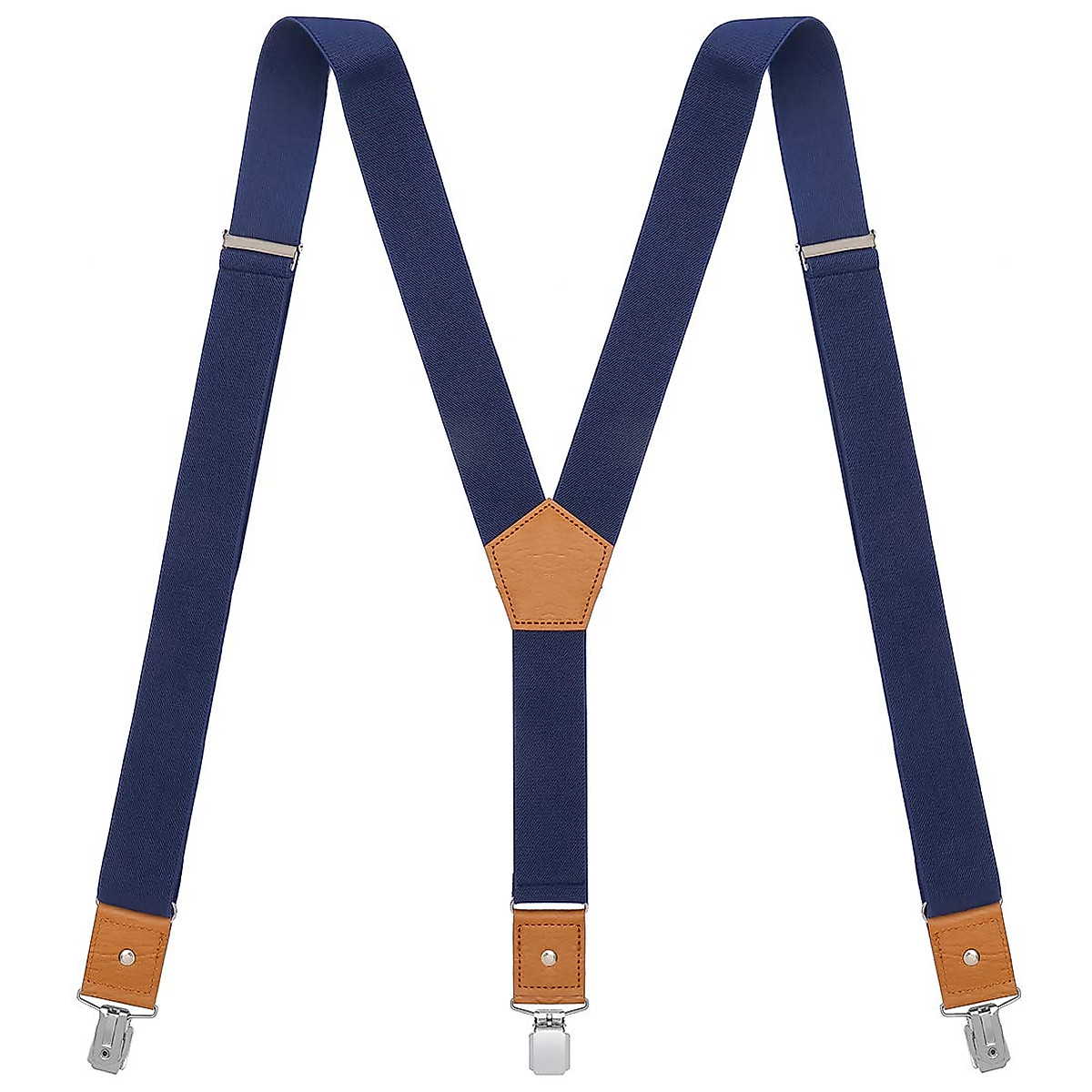 ZXEROYM Suspenders for Men Adjustable Y Back Elastic with Strong Clips Navy