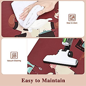 Yinhua Kitchen Mats for Floor 2 Piece, Red Kitchen Rugs Set, Cushioned Anti Fatigue Mats for Kitchen Floor Mat, Vinyl Kitchen Floor Mat, Cute Chef Kitchen Rug and Mats Non Skid Waterproof