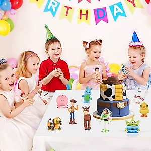12 PCS Story Cake Toppers Figurines, Mini Figures Set Cute Action Figures Cupcake Toppers Cartoon Action Figures Birthday Party Cake Decorations (A)