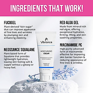 Vibriance Moisturizing Face Cream, 2 Fl Oz - Nourishing and Non-Greasy with Plant-Based Ingredients - Softening, Ultra-Hydrating, Fast-Absorbing Facial Moisturizer Cream for All Skin Types