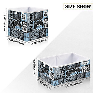 QUGRL Urban Game Joystick Storage Bins Organizer Video Games Foldable Clothes Storage Basket Box for Shelves Closet Cabinet Office Dorm Bedroom 15.75 x 10.63 x 6.96 in