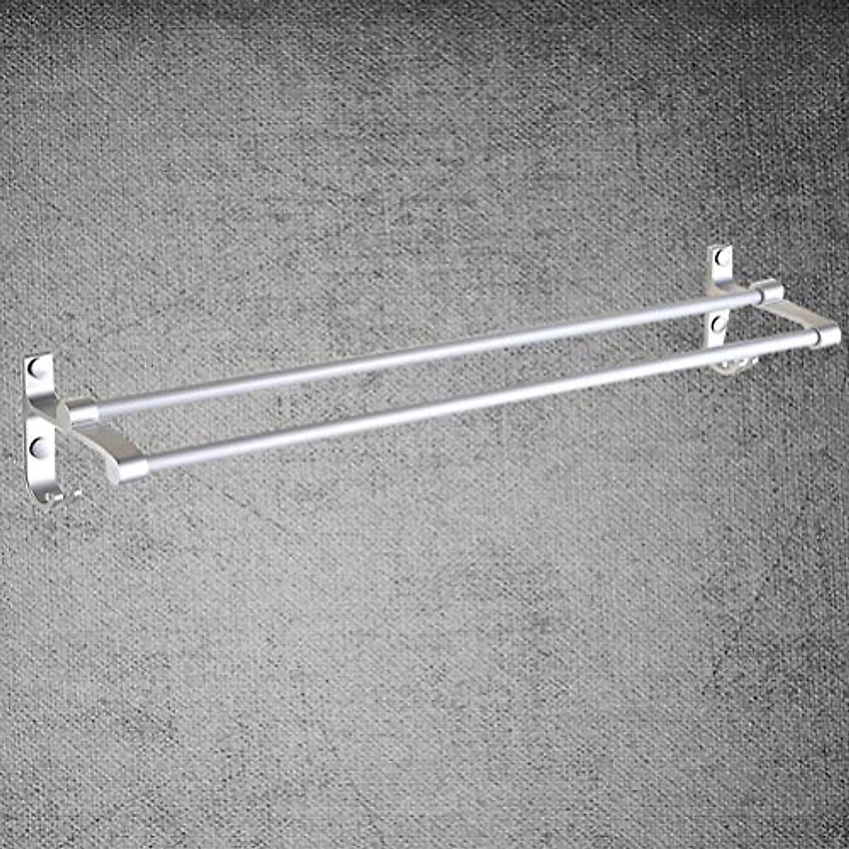 Yardwe Towel Bar Double Towel Hanger Holder Wall Mounted Metal Bath Towel Rack Organization for Bathroom (Silver) 38cm